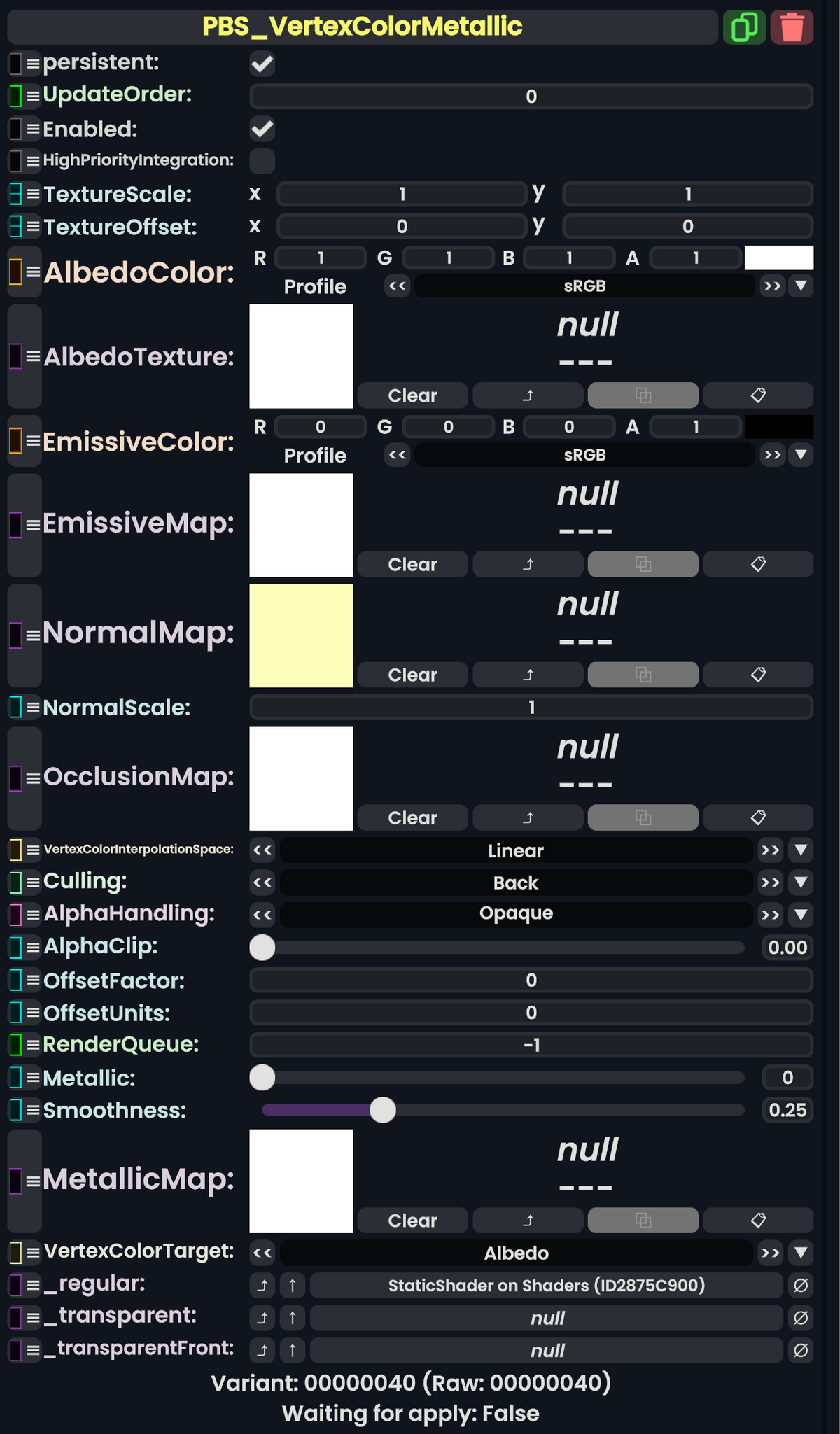 Component:PBS VertexColorMetallic - Resonite Wiki