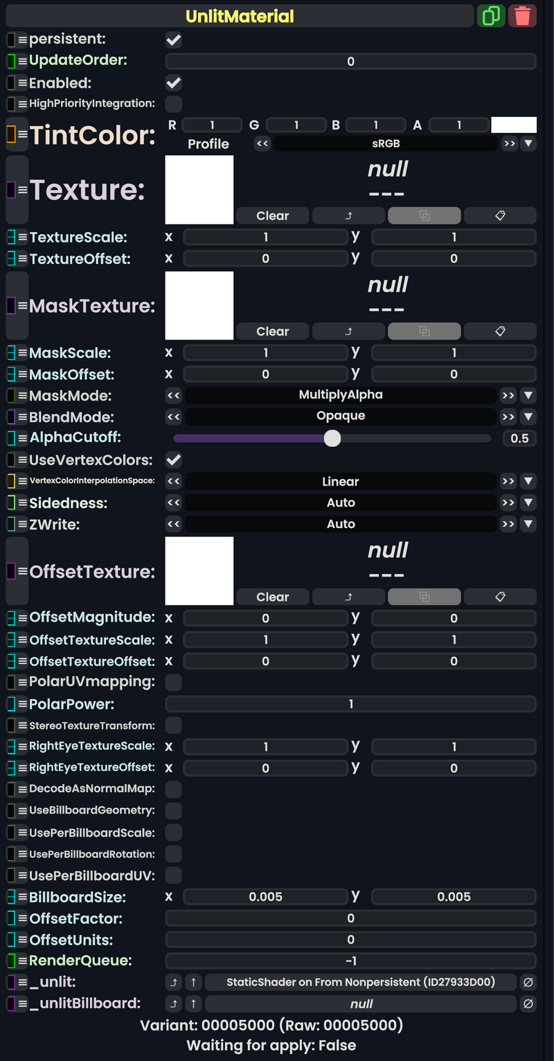 Component:UnlitMaterial - Resonite Wiki