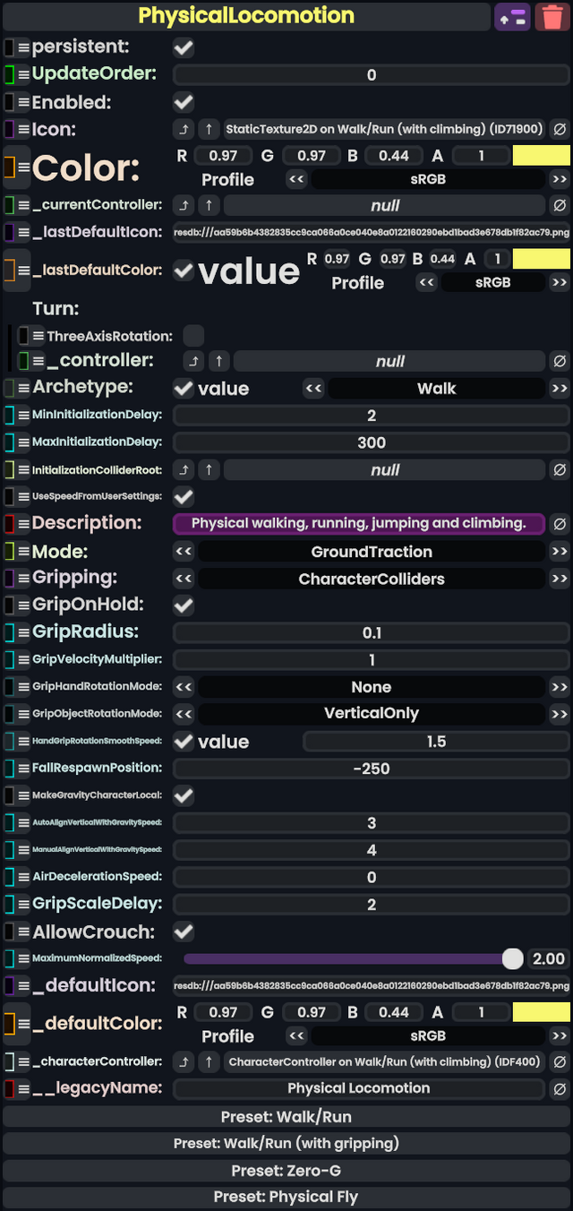 Component:PhysicalLocomotion - Resonite Wiki