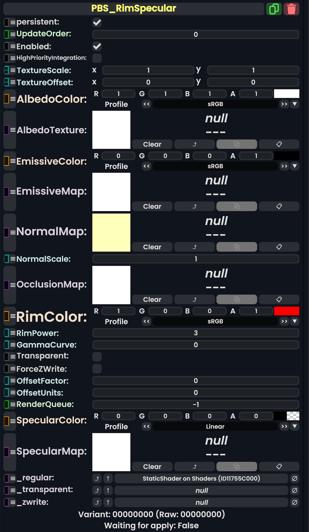 Component:PBS RimSpecular - Resonite Wiki
