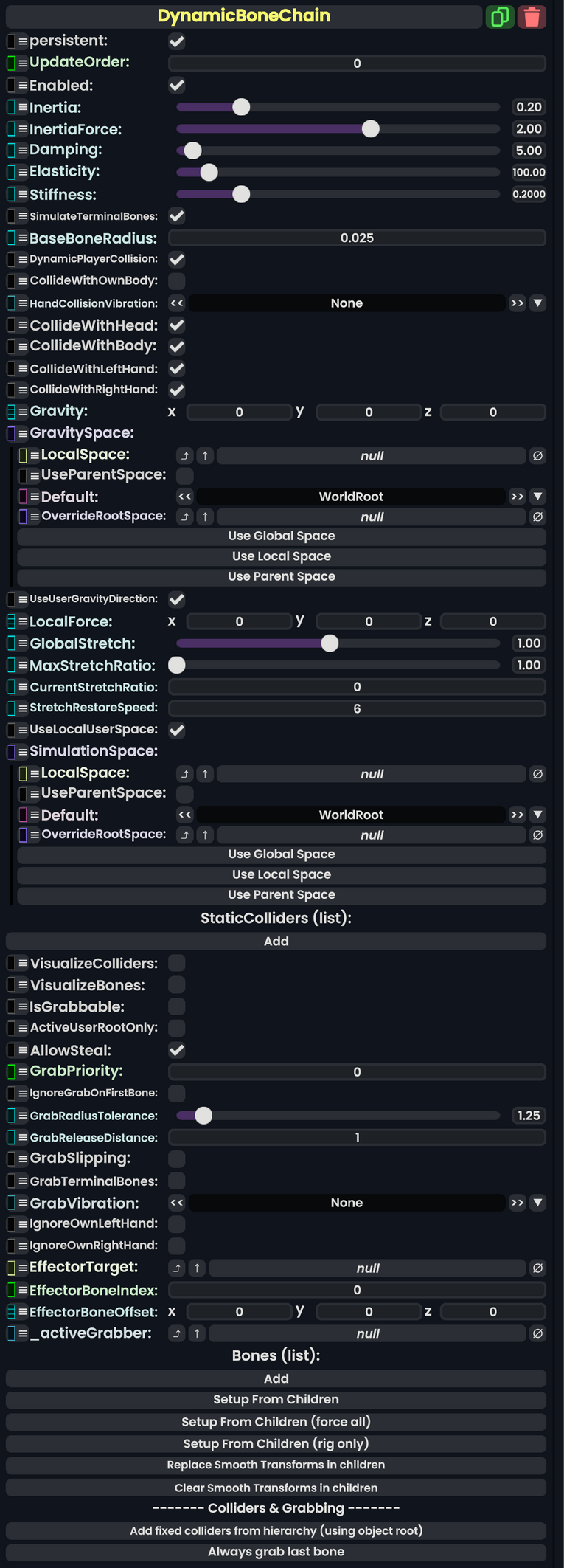 Component:DynamicBoneChain - Resonite Wiki