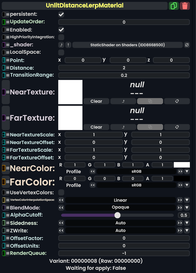 Component:UnlitDistanceLerpMaterial - Resonite Wiki
