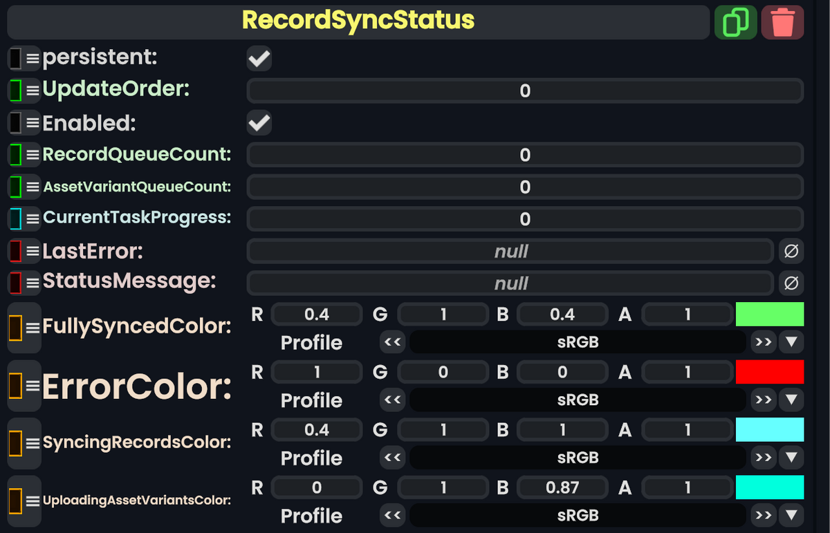 Component:RecordSyncStatus - Resonite Wiki