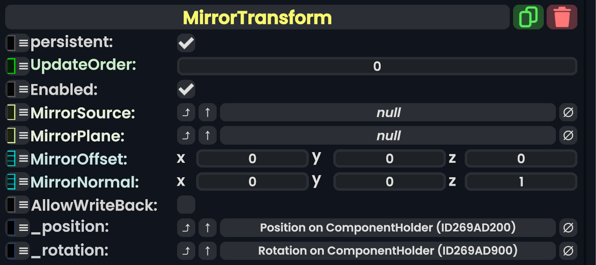 Component:MirrorTransform - Resonite Wiki