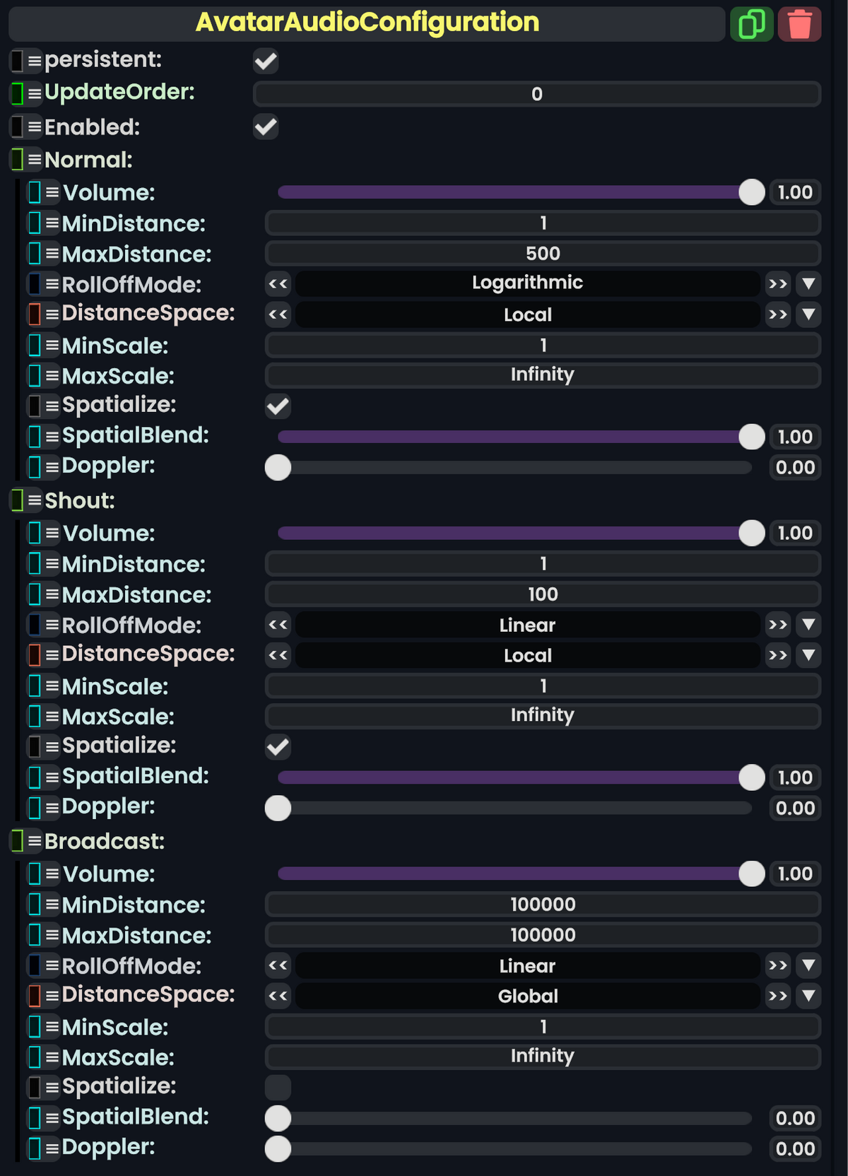Component:AvatarAudioConfiguration - Resonite Wiki