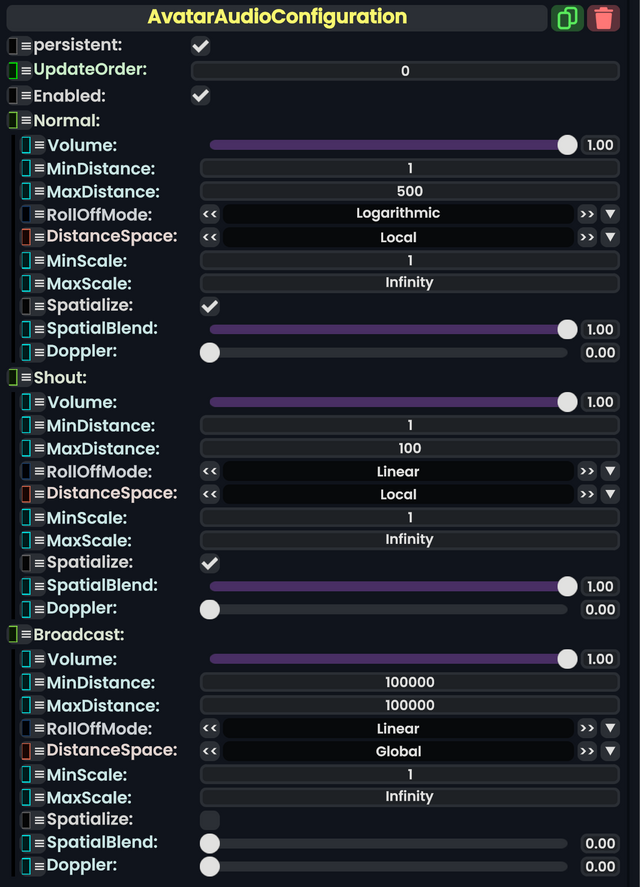 Component:AvatarAudioConfiguration - Resonite Wiki