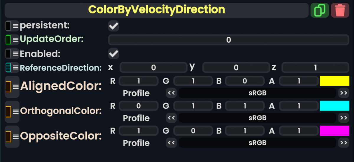 Component:ColorByVelocityDirection - Resonite Wiki