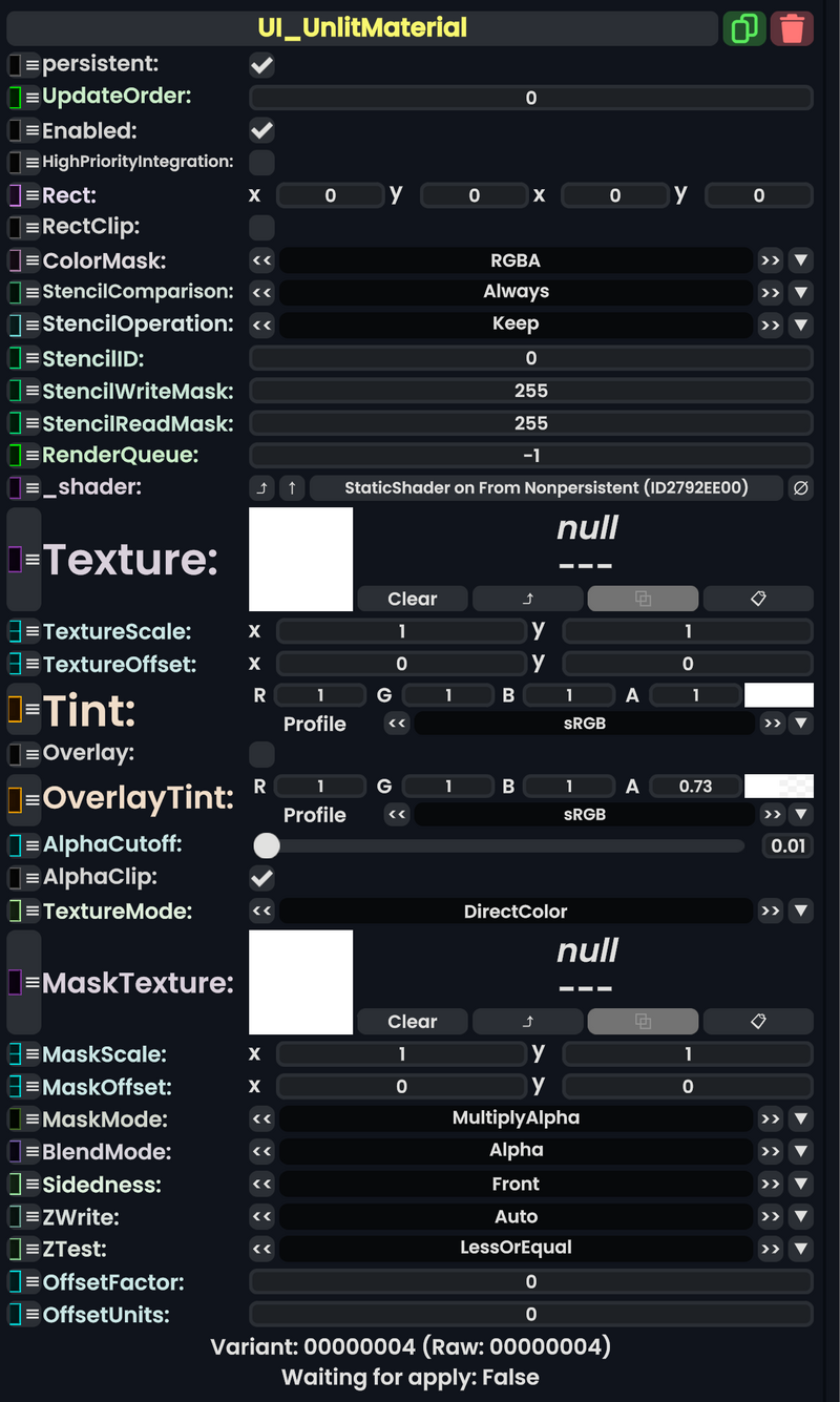 Component:UI UnlitMaterial - Resonite Wiki