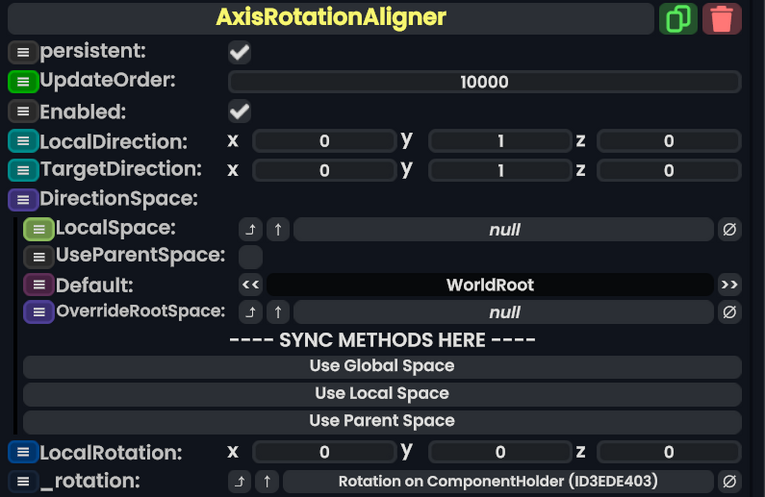Component:AxisRotationAligner - Resonite Wiki