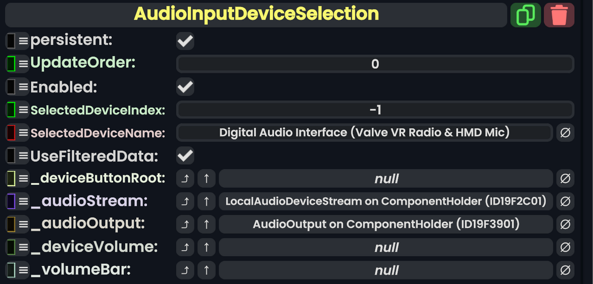 Component:AudioInputDeviceSelection - Resonite Wiki