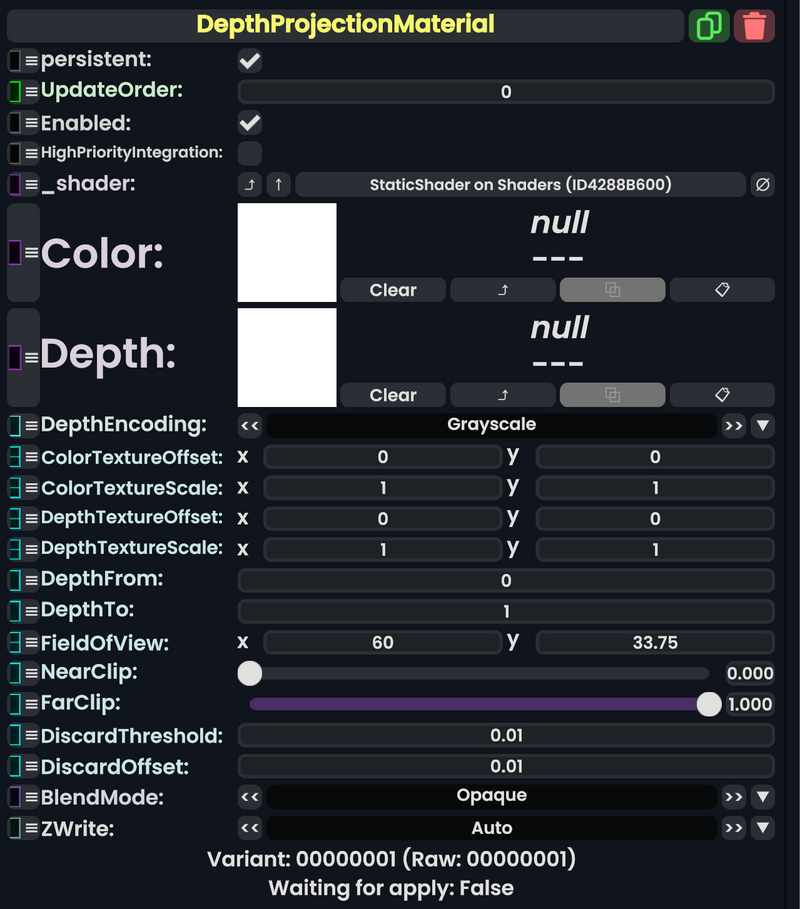 Component:DepthProjectionMaterial - Resonite Wiki